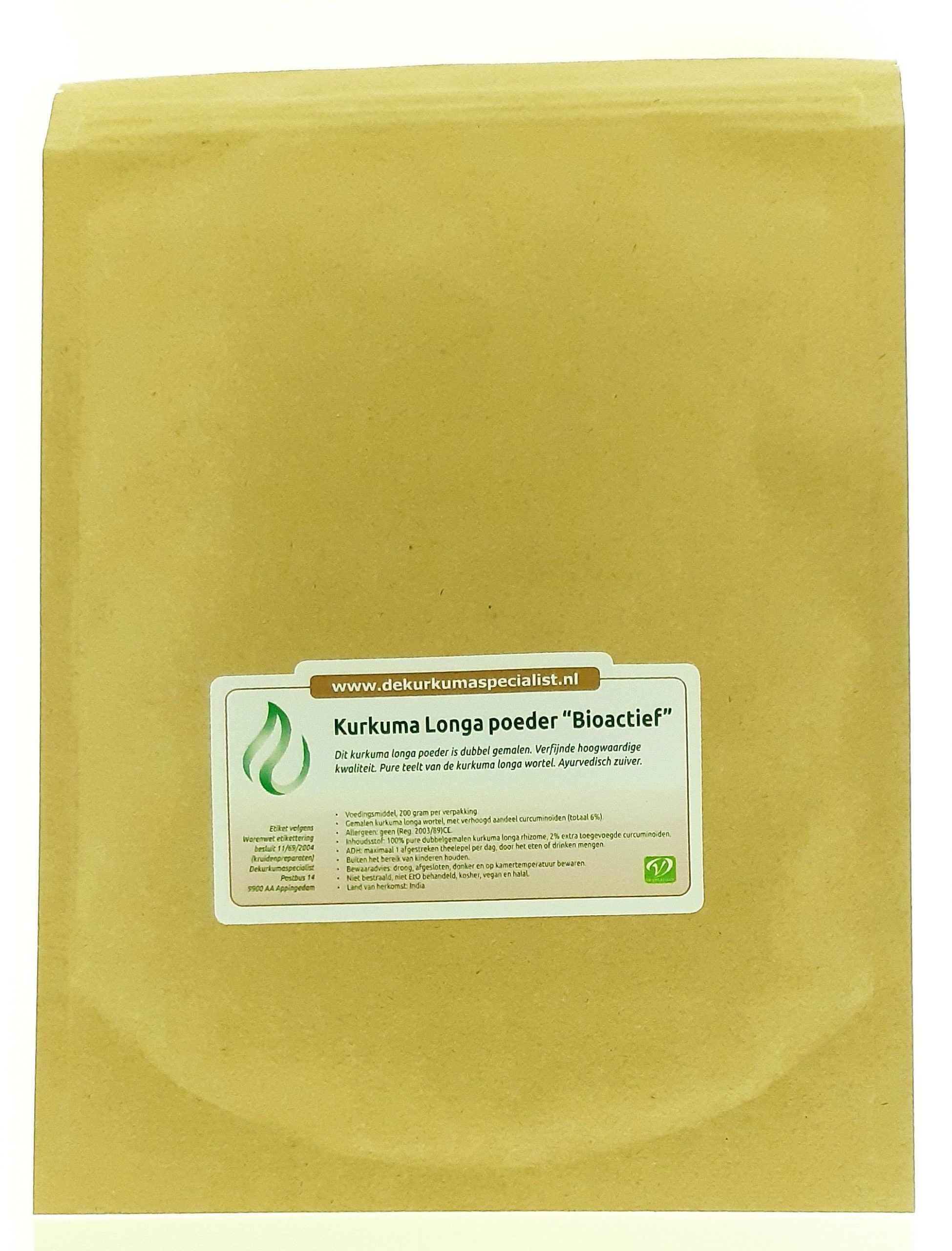 1 x Kurkuma Longa poeder 'Bioactief' - De Kurkuma Specialist