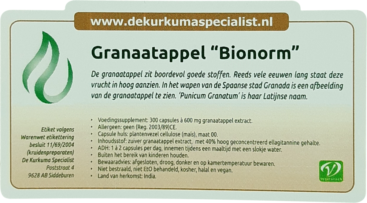 Granaatappel 'bionorm' (Voordeel verpakking) - De Kurkuma Specialist